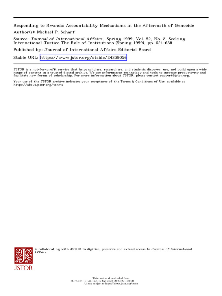 Responding To Rwanda: Accountability Mechanisms in The Aftermath of ...
