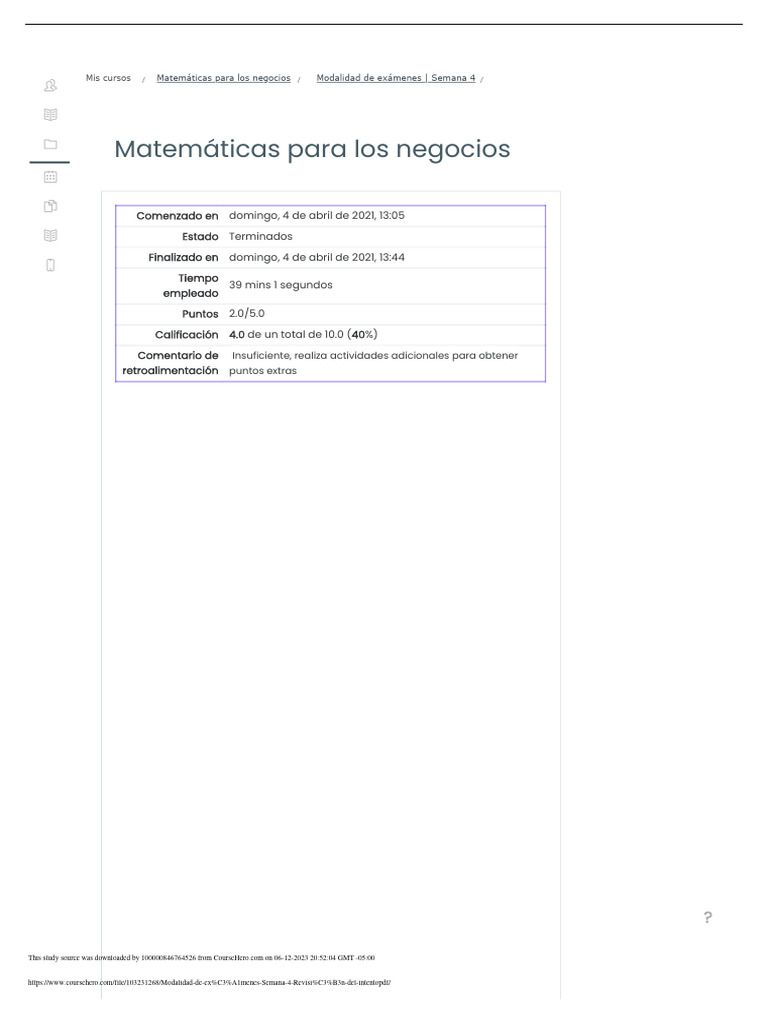 Modalidad de Ex Menes Semana 4 Revisi N Del Intento PDF | PDF
