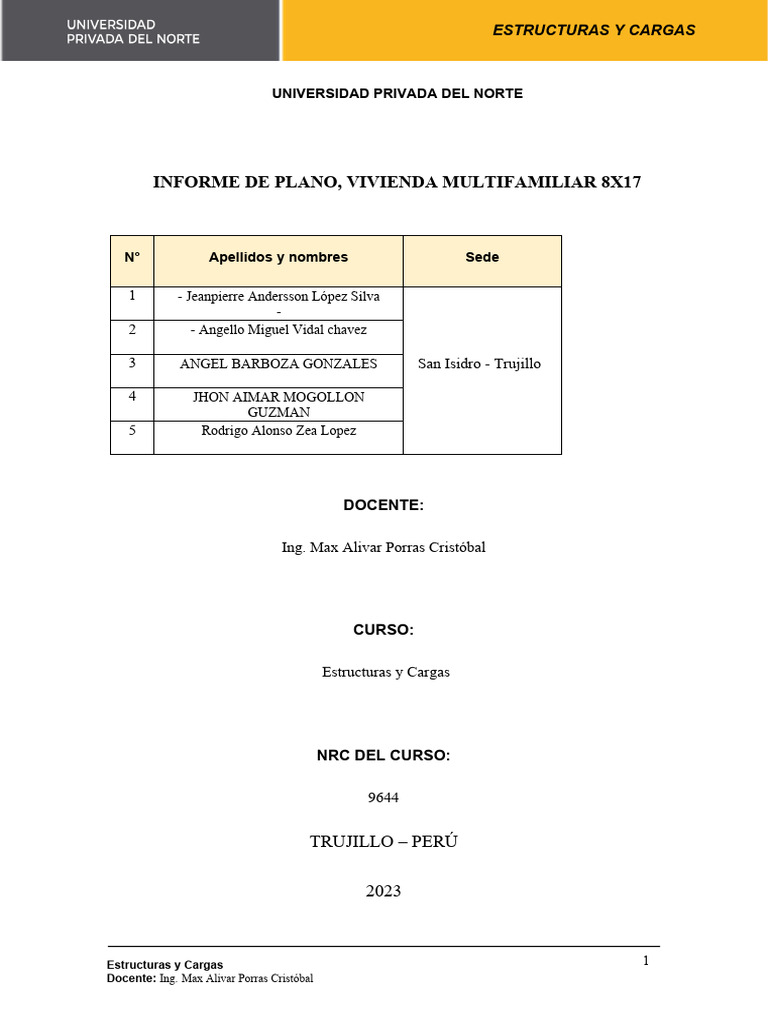 INFORME ESTRUCTURAS Y CARGAS | PDF