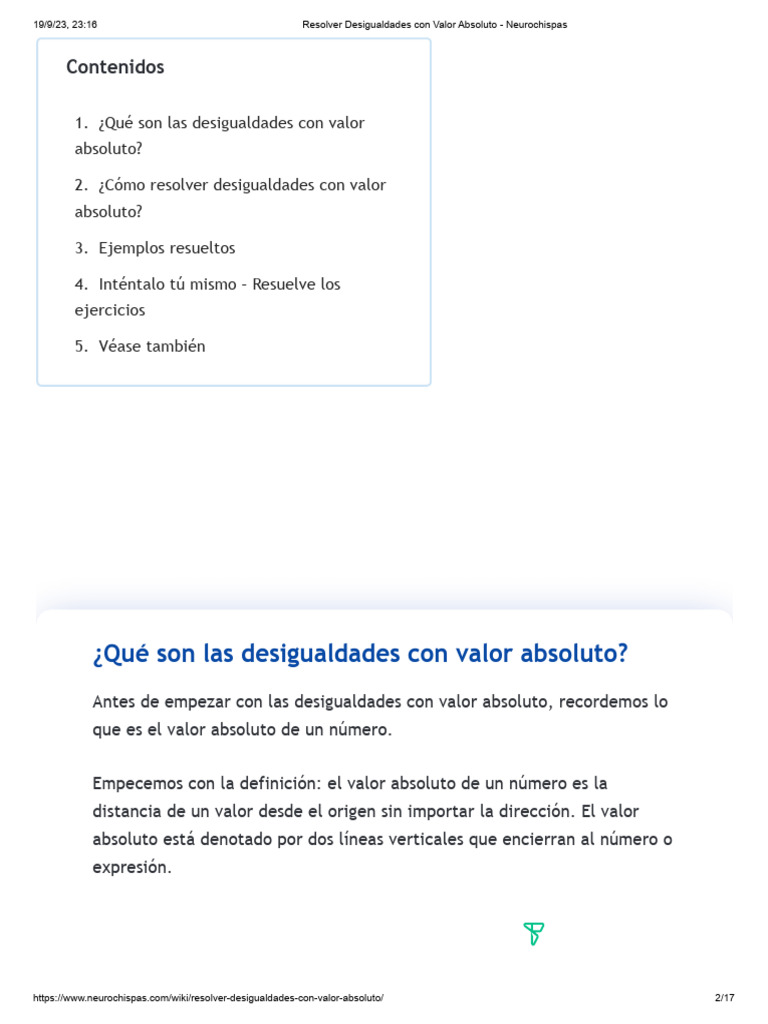 Resolver Desigualdades Con Valor Absoluto | PDF | Desigualdad (Matemáticas) | Desigualdad social