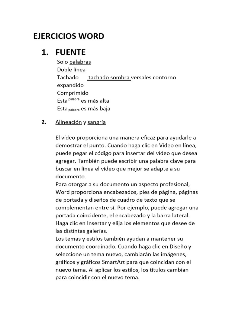 Ejercicios Word | PDF | Vídeo | Informática