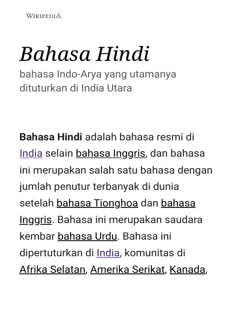 Bahasa Hindi: Resmi di India Utara | PDF