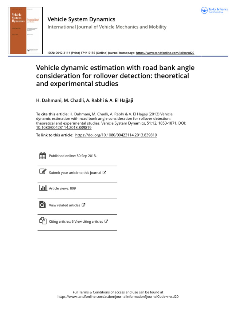 Vehicle Dynamic Estimation With Road Bank Angle Consideration For ...