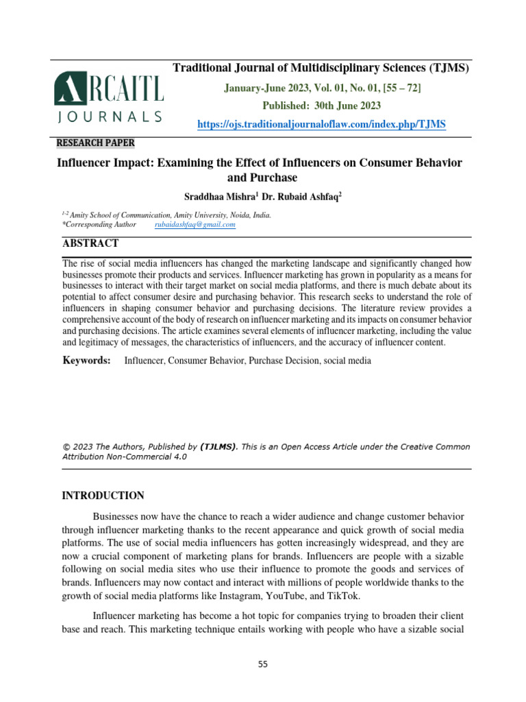 Influencer Impact Examining The Effect of Influencers On Consumer ...