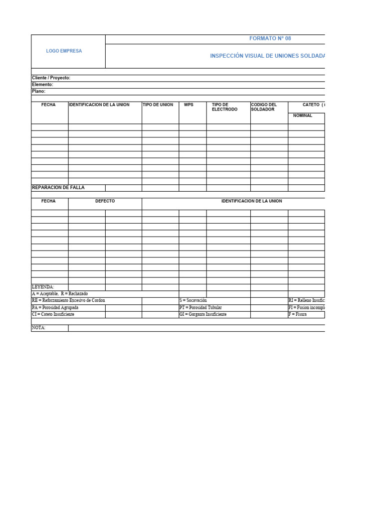 Formato #08 - Formato para La Inspección Visual | PDF