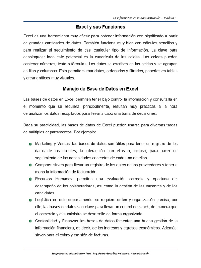 EXCEL MANEJO DE BASE DE DATOS | PDF | Microsoft Excel | Bases de datos
