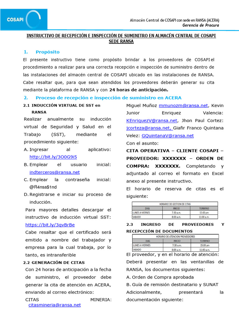 Instructivo de Recepción y Suministro - Rev. C | PDF | Logística