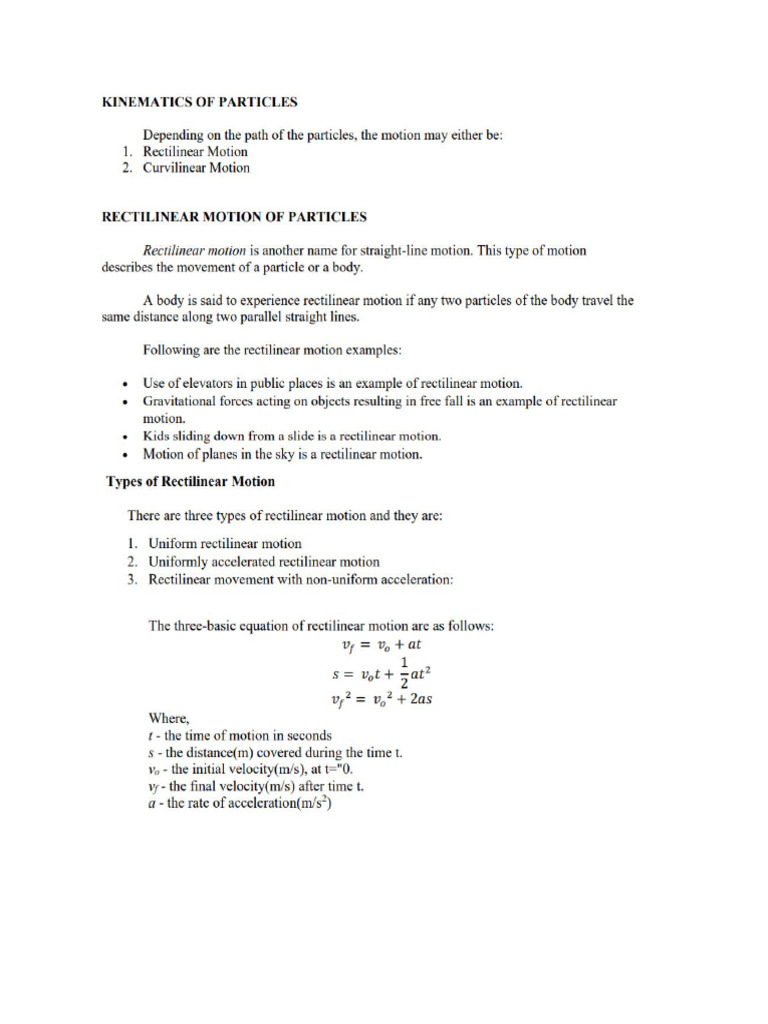 Kinematics of Particles Part 1 | PDF