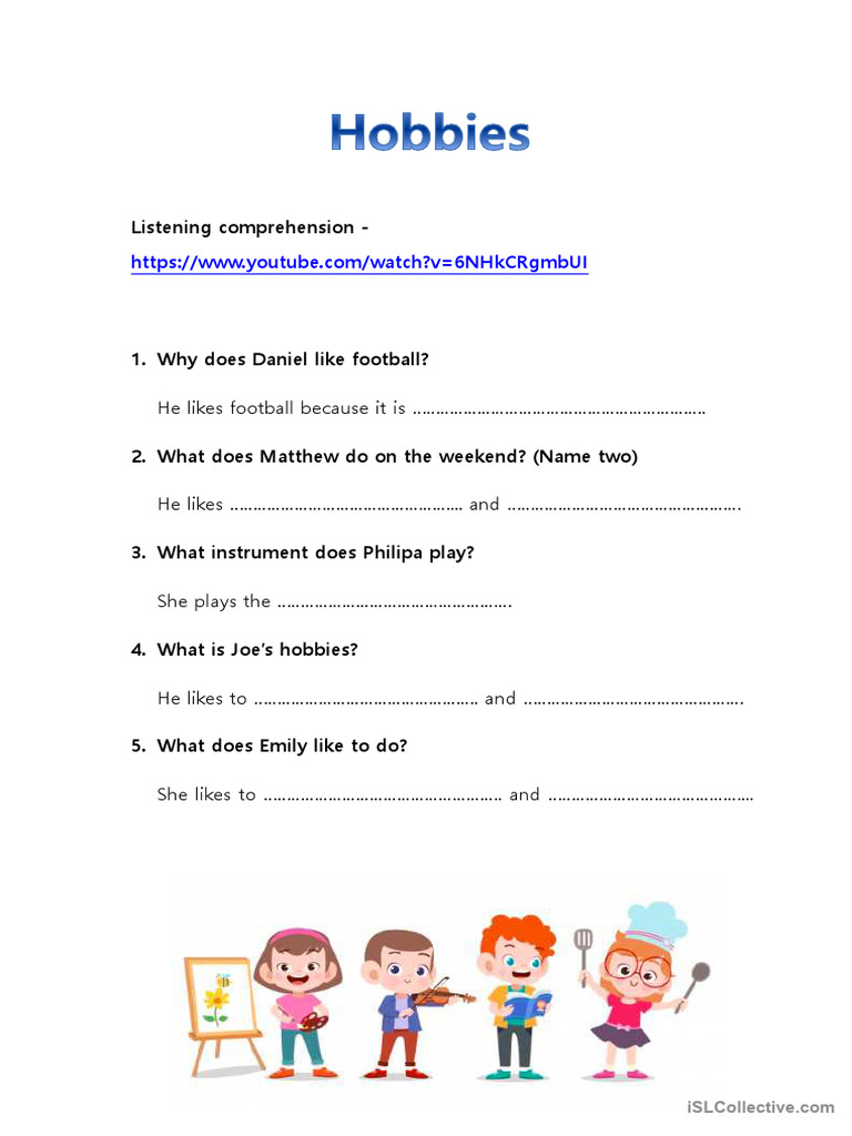 Hobbies - Listening Comprehension & Dialogue | PDF