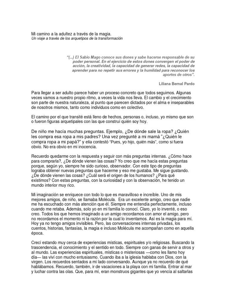 Mi Camino A La Adultez A Través de La Magia | PDF | Adultos Mi Camino A La Adultez A Través de La Magia | PDF | Adultos