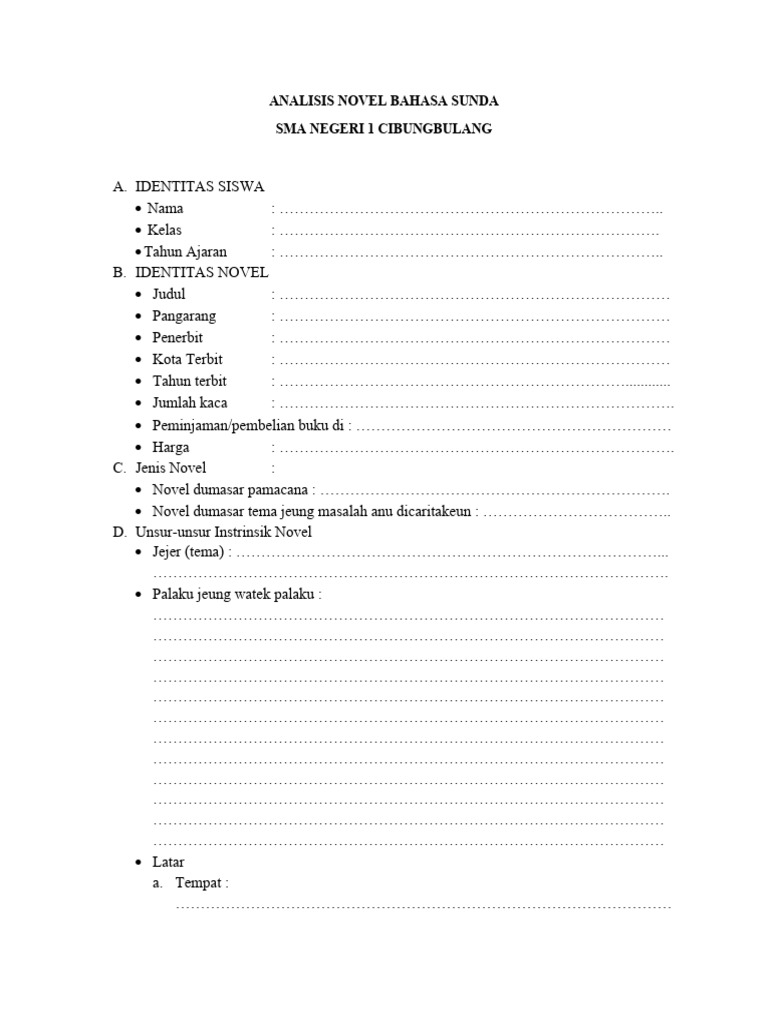 Analisis Novel Mata Pelajaran Bahasa Sunda | PDF