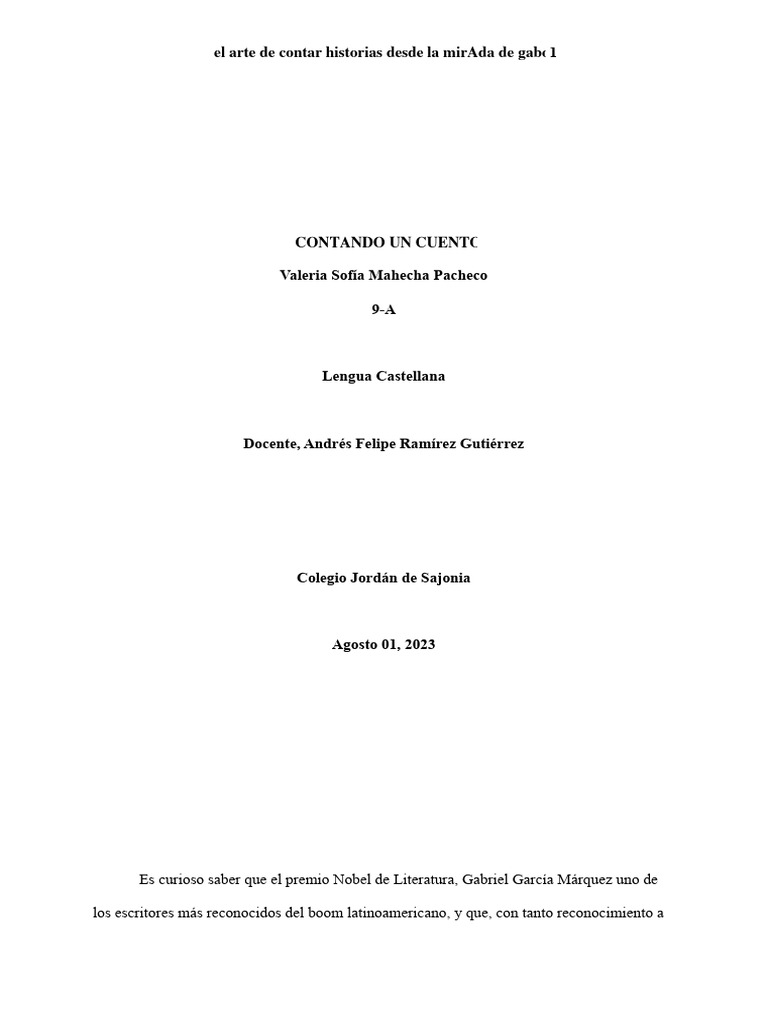 Ensayo Contando Un Cuento | PDF | Gabriel García Márquez | Cuentos