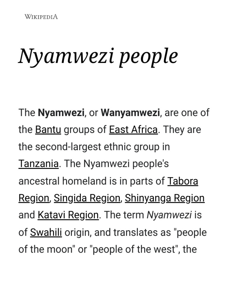 Nyamwezi People - Wikipedia | PDF