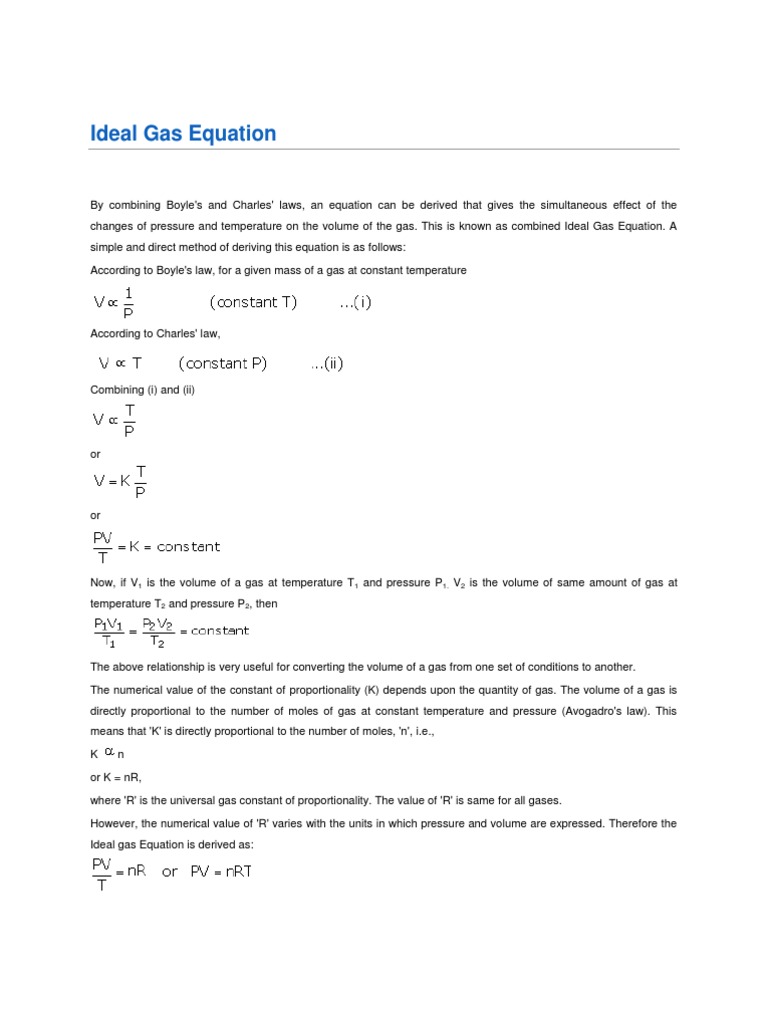 Ideal Gas Equation | PDF | Gases | Diffusion