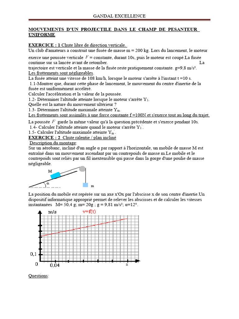 Application Des Bases de La Dynamique | PDF | Masse | Accélération