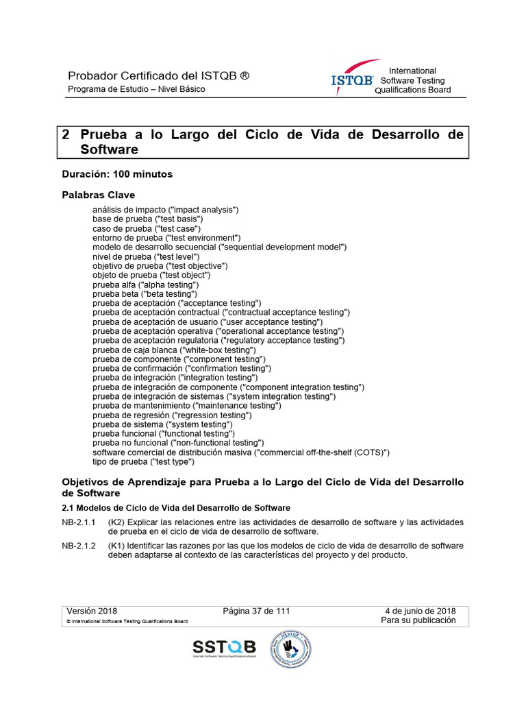 SSTQB ISTQB-CTFL Unidad 2 | PDF | Software | Pruebas de software SSTQB ISTQB-CTFL Unidad 2 | PDF | Software | Pruebas de software