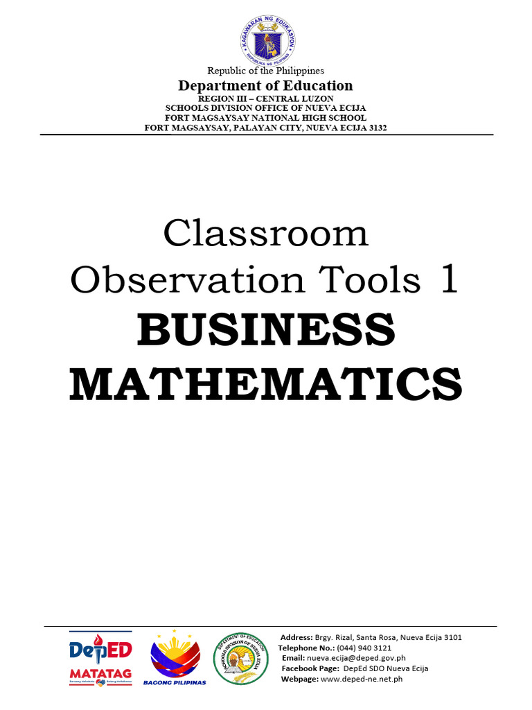 Cot 1-Business Mathematics | PDF | Wellness