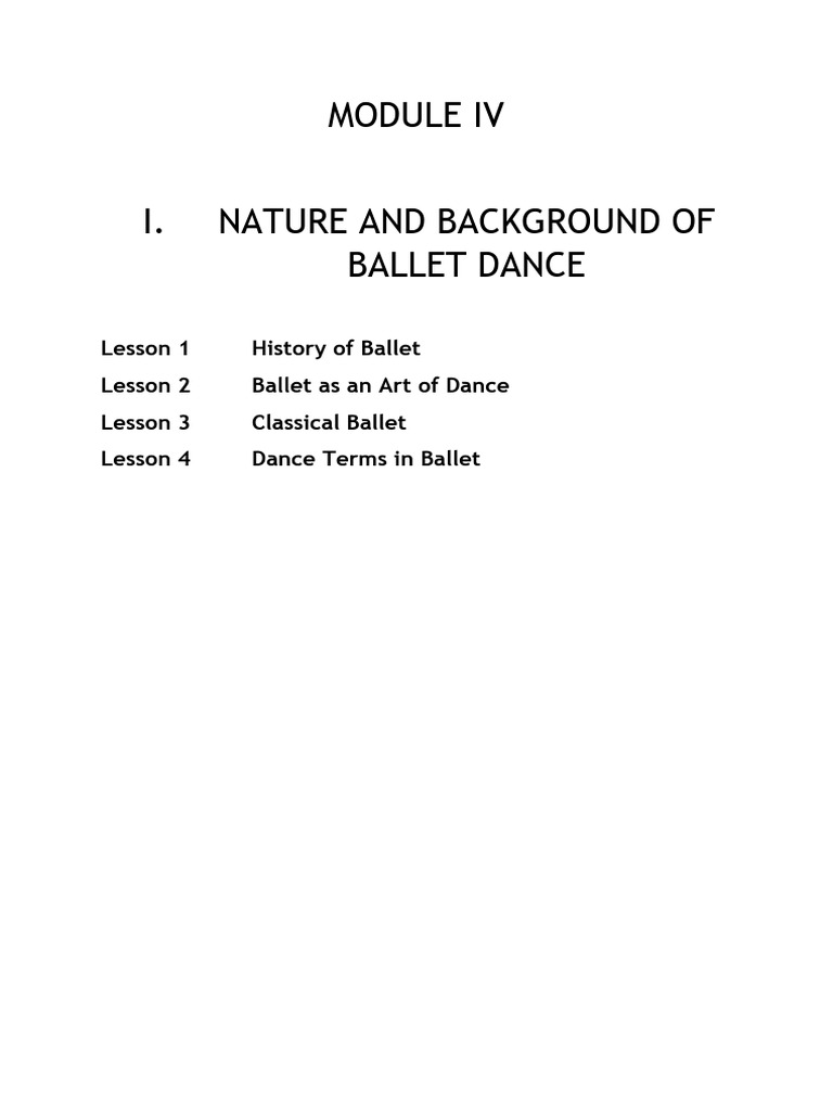 Module 4 | PDF | Ballet | Dances