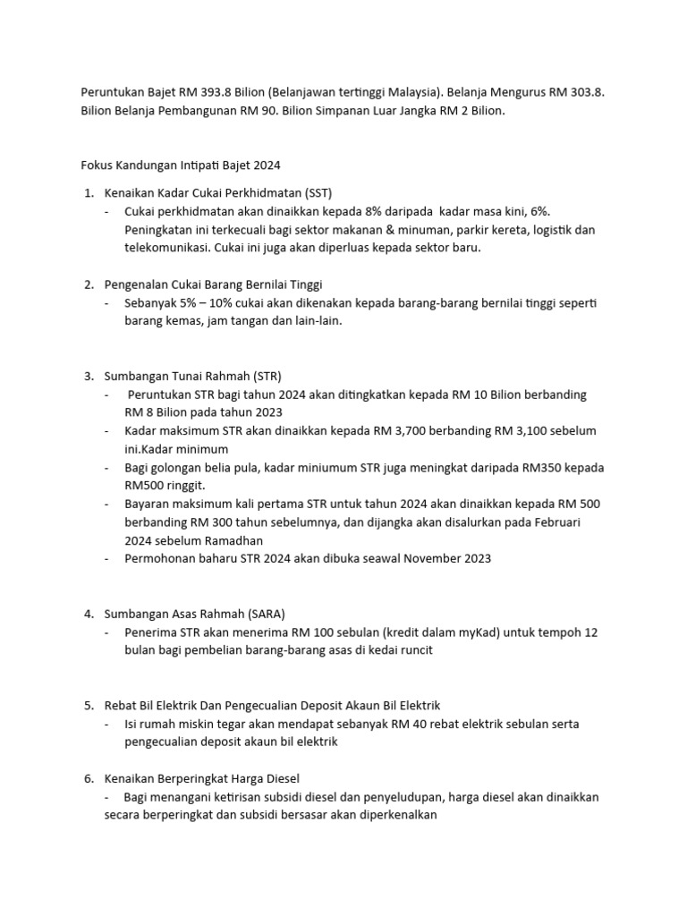 Peruntukan Bajet RM 393 | PDF