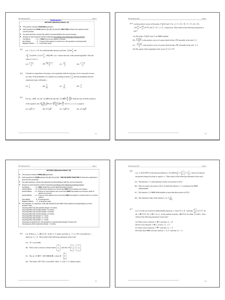 JEE Advanced 2023 Paper 2 | PDF | Gases | Triangle