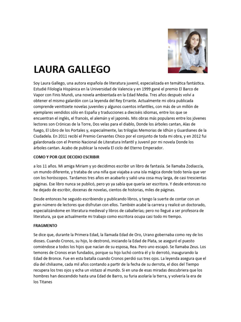 Escritora Laura Gallego | PDF