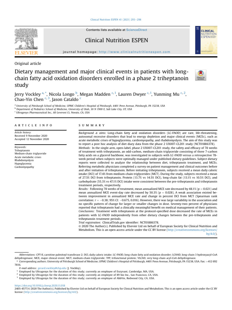 Dietary Management and Major Clinical Events With LCHAD | PDF | Dieting ...