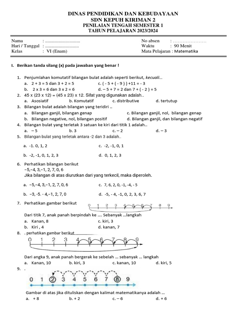 Soal PTS MTK Kelas 6 Ganjil K13 | PDF