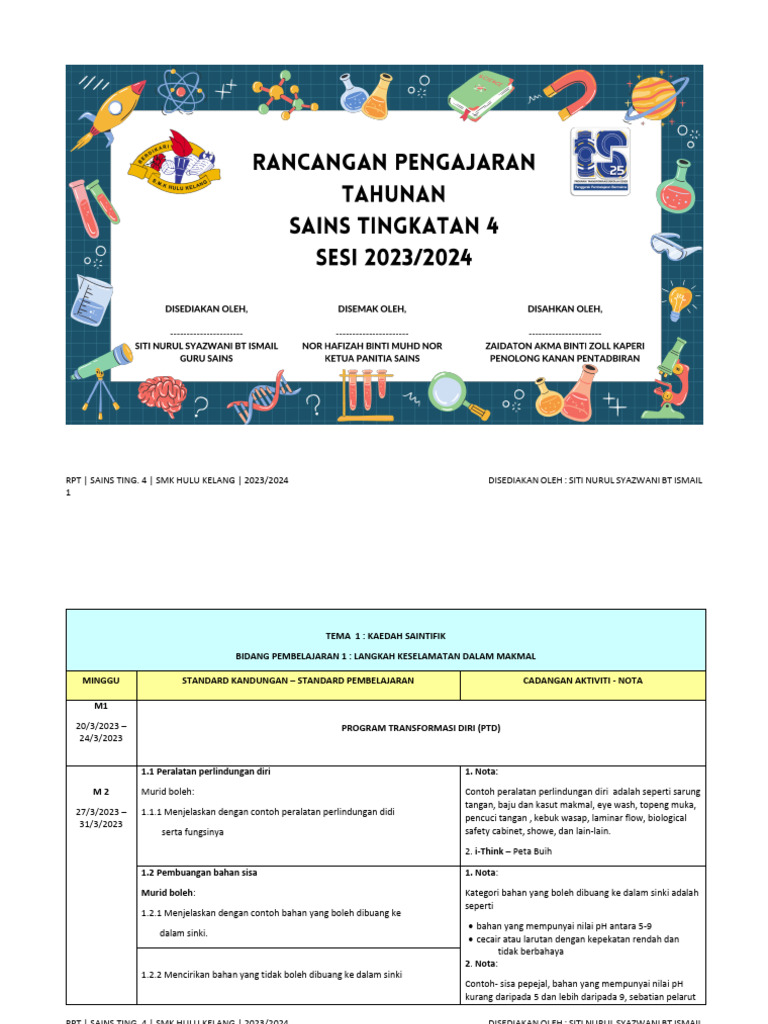 RPT Sains F4 2023 | PDF