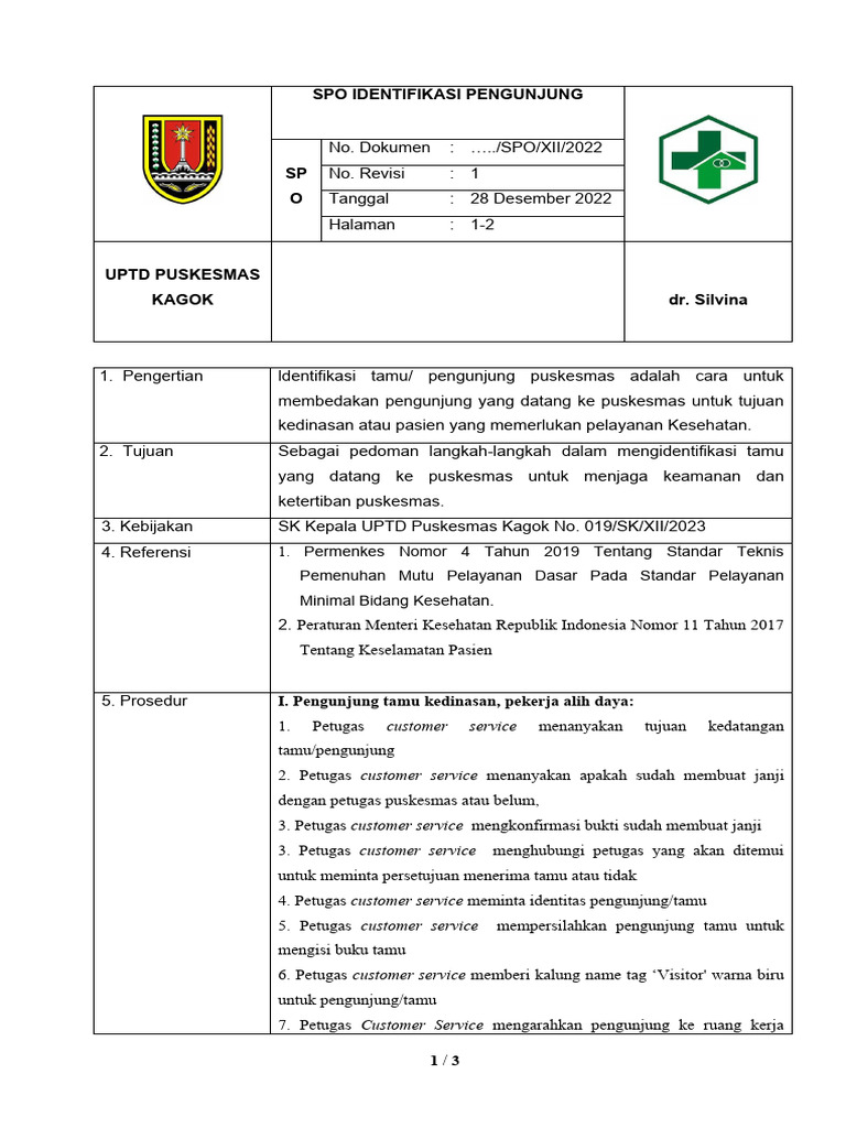 SPO Identifikasi Pengunjung Edit | PDF