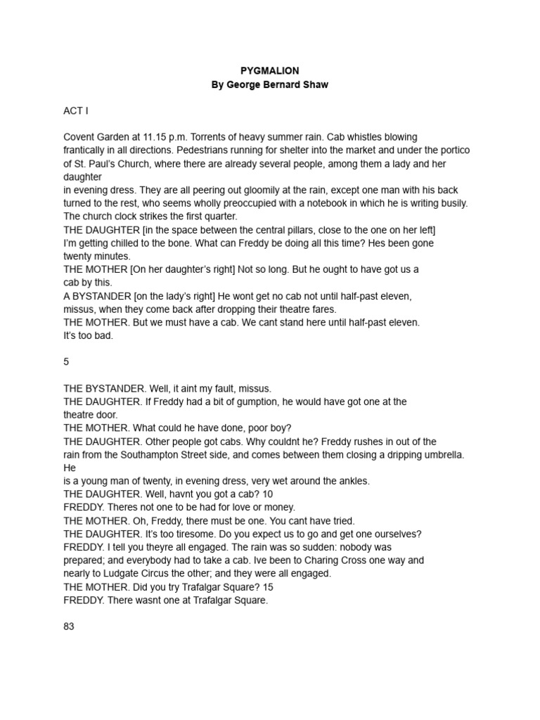 Pygmalion By George Bernard Shaw | PDF