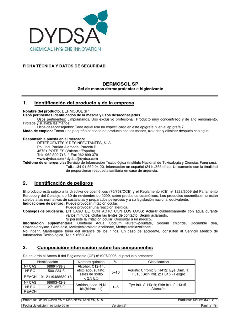 Sds Dermosol Catalogo | PDF | Productos cosméticos | Química