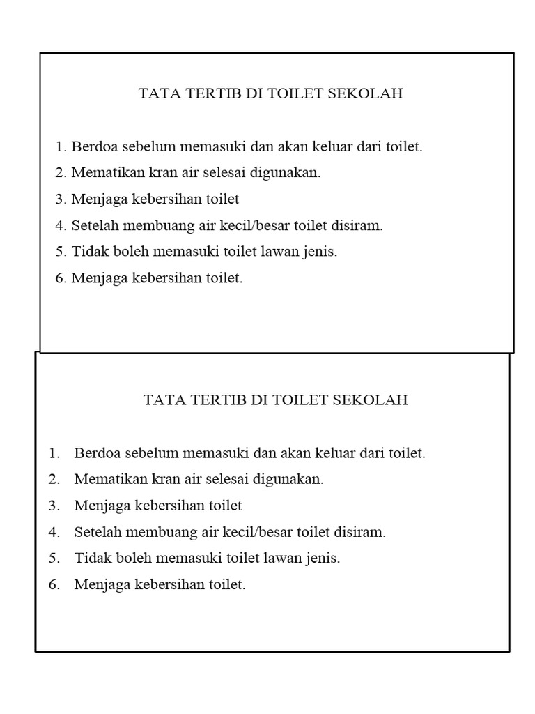 Tata Tertib Di Toilet Sekolah | PDF