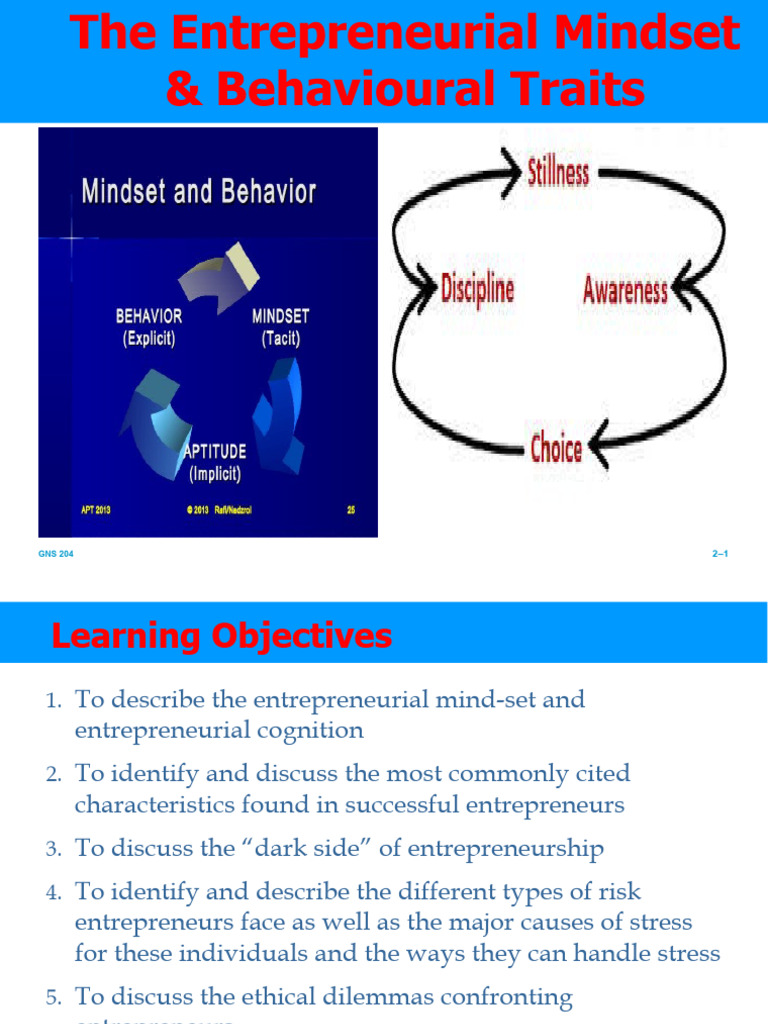 Entrepreneurial Mindset Behavioural Traits 22 | PDF | Entrepreneurship ...