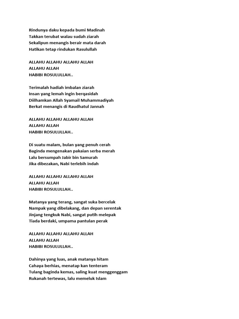 Lirik Mahabbah Rasul | PDF