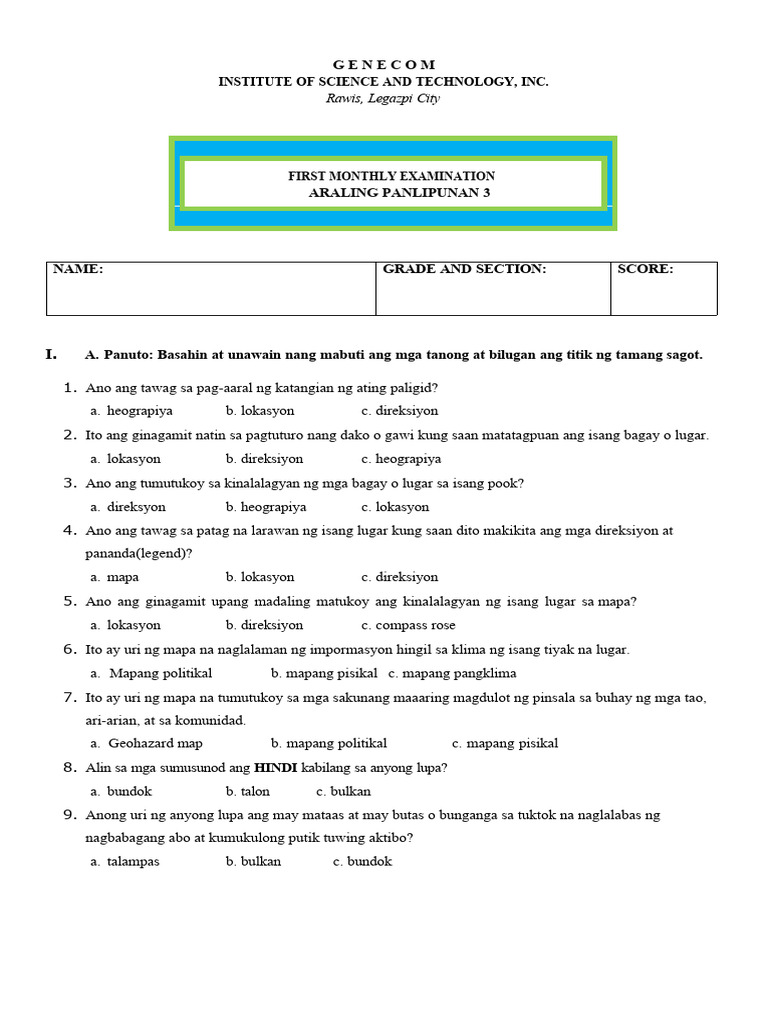 Revised Test Paper (09-20-2023) in All Subject | PDF