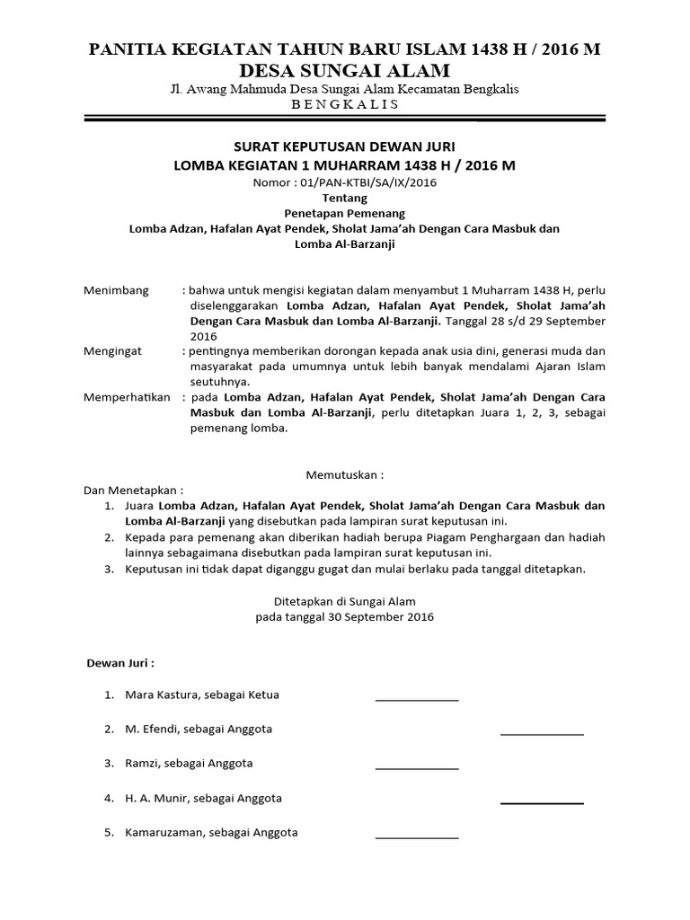 SURAT KEPUTUSAN DEWAN JURI | PDF