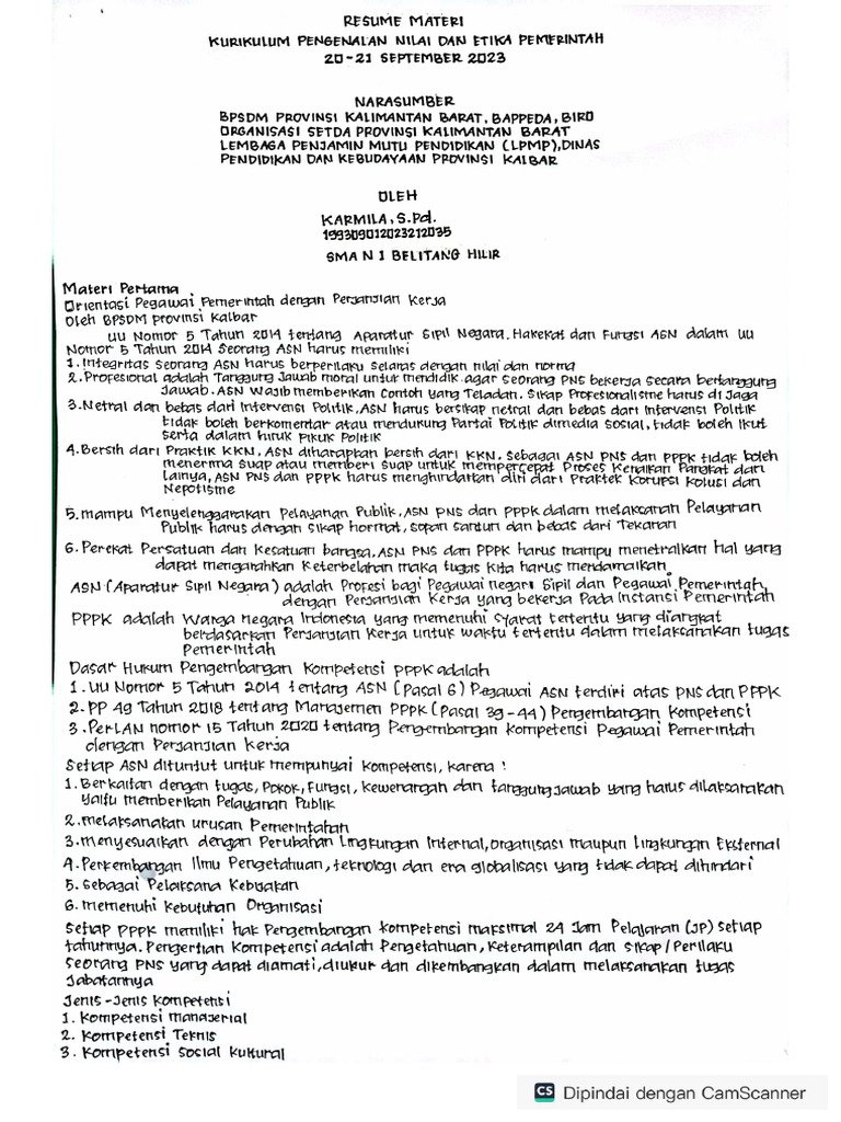 Karmila Resume Orientasi PPPK | PDF