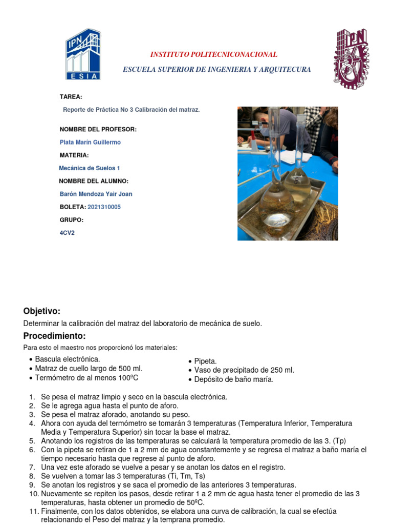 Practica3Meca - CALIBRACION DE UN MATRAZ | PDF | Metrología