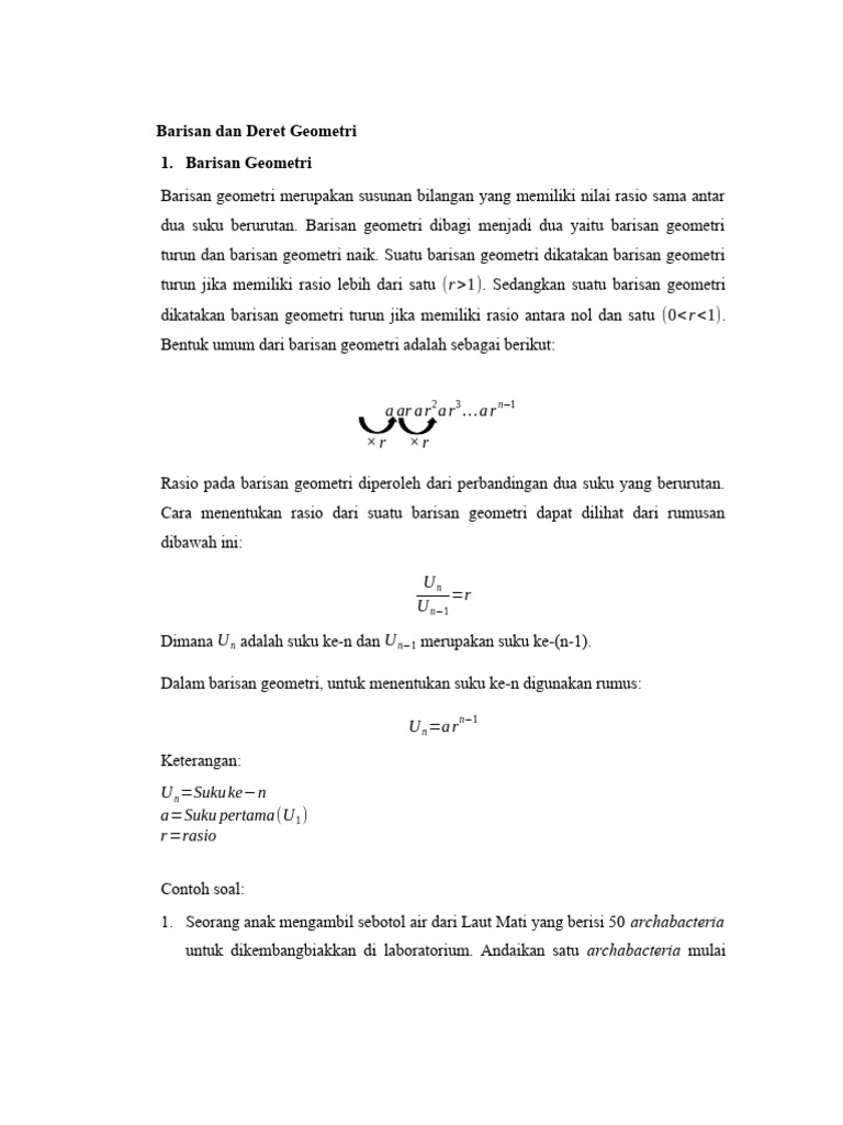 Barisan Dan Deret Geometri | PDF | Metode & Bahan Ajar