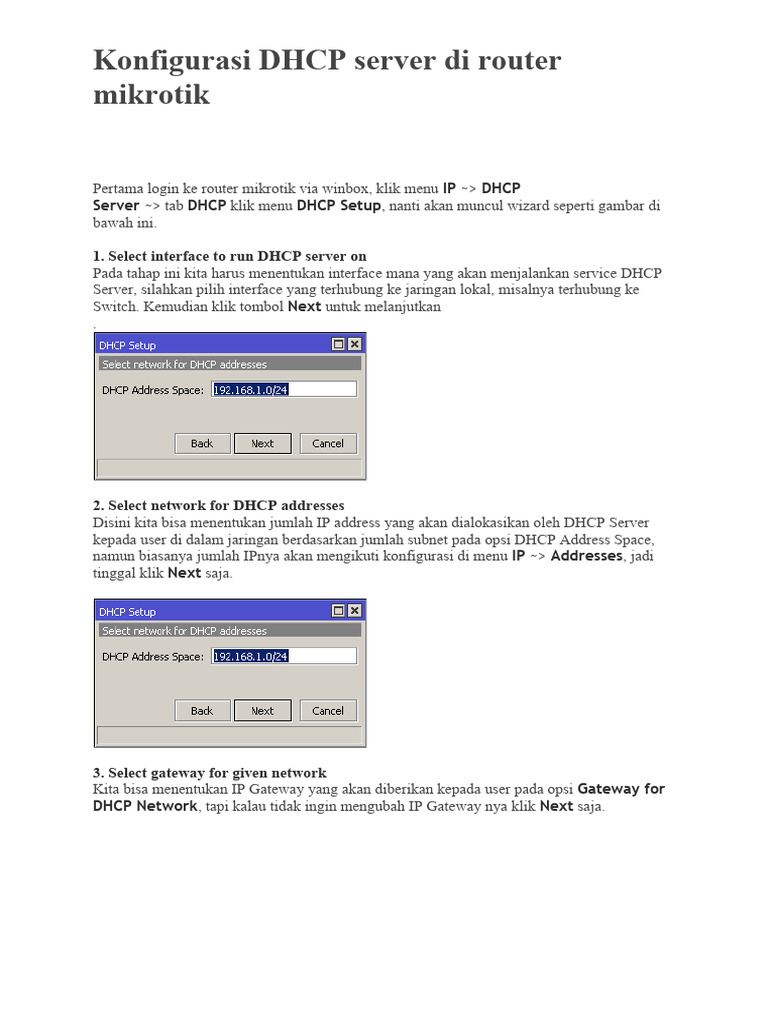 Konfigurasi Dhcp Server Di Router Mikrotik Pdf