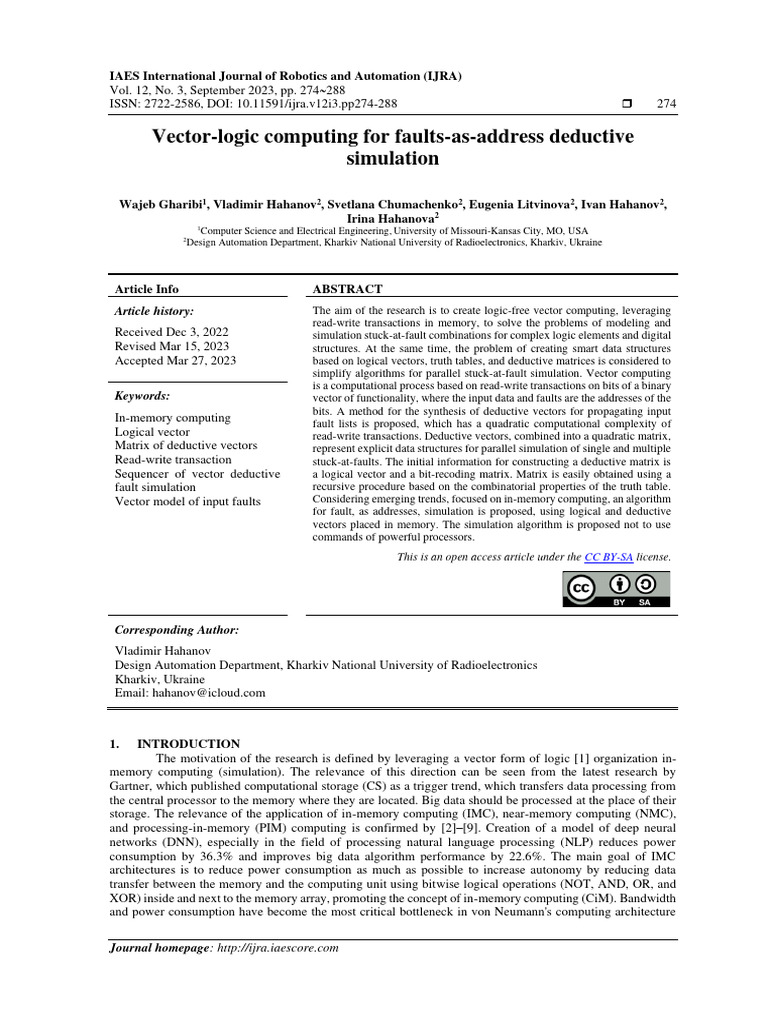 Vector-Logic Computing For Faults-As-Address Deductive Simulation | PDF | Matrix (Mathematics ...