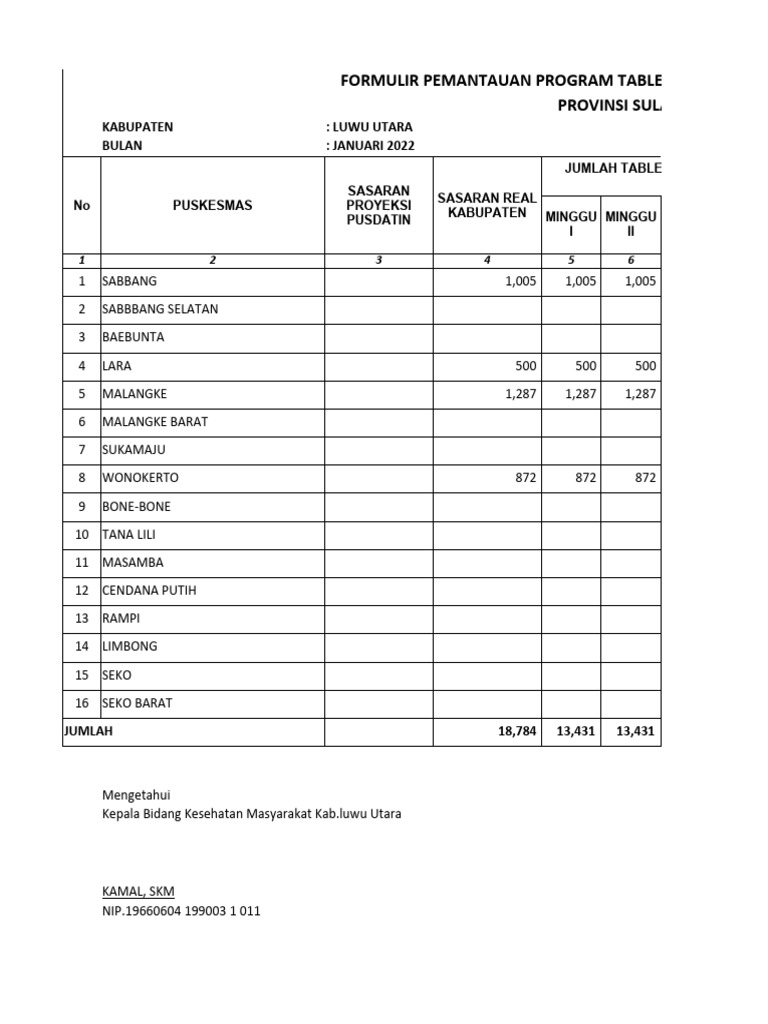 Laporan TTD Rematri Dinkes 2022 | PDF