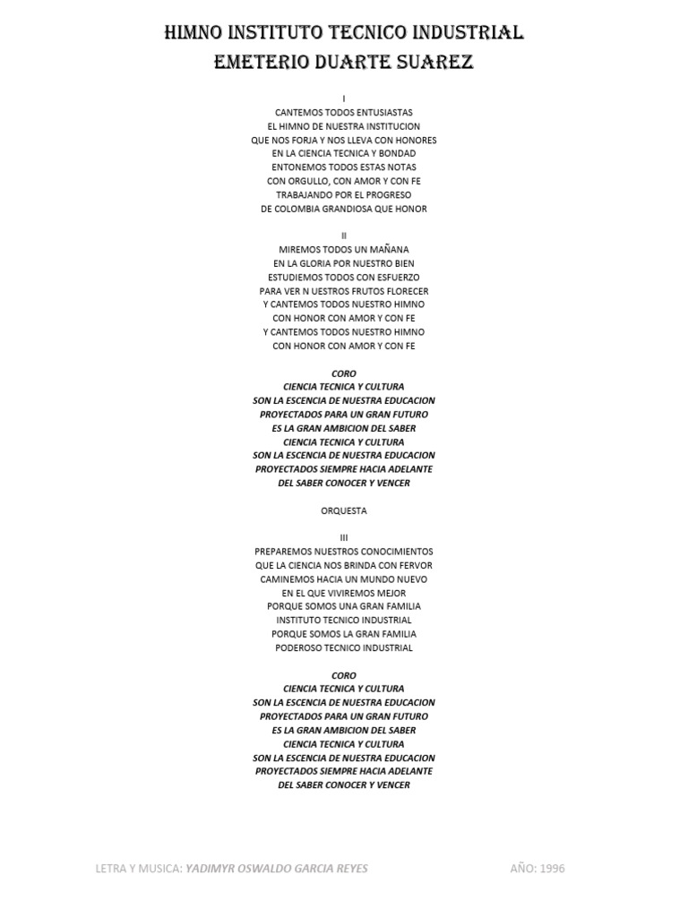 Himno Instituto Tecnico Industrial | PDF