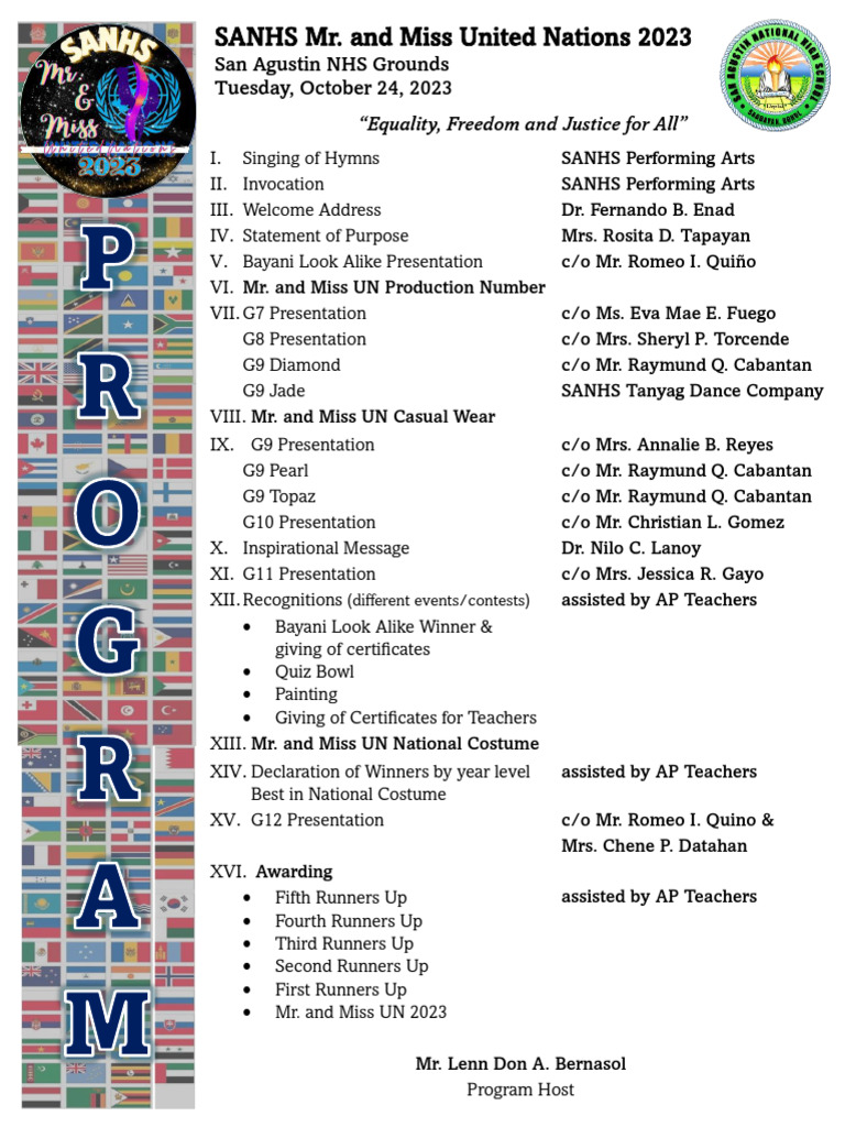 MR & Miss UN 2023 Program 2 | PDF