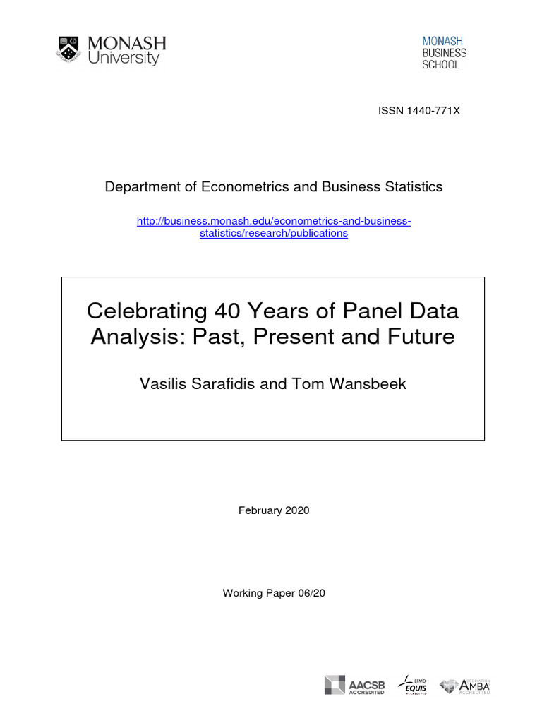 Celebrating40YearsofPanelDataAnalysis PastPresentandFuture MU | PDF | Estimator | Dependent And ...