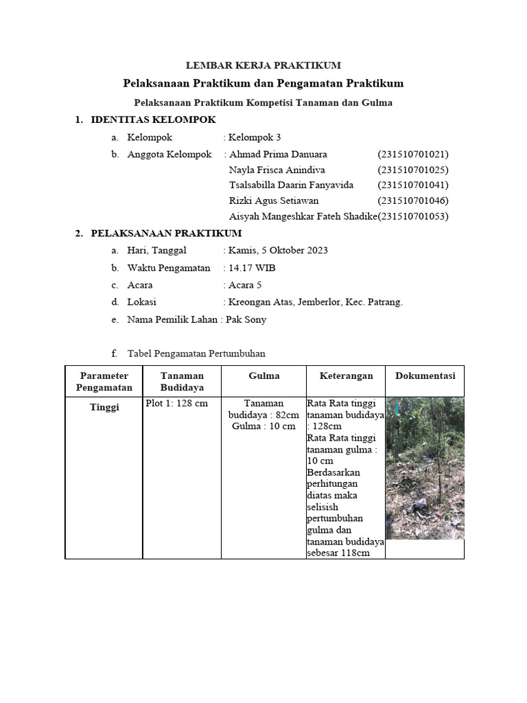 Contoh LKP Acara 5 | PDF