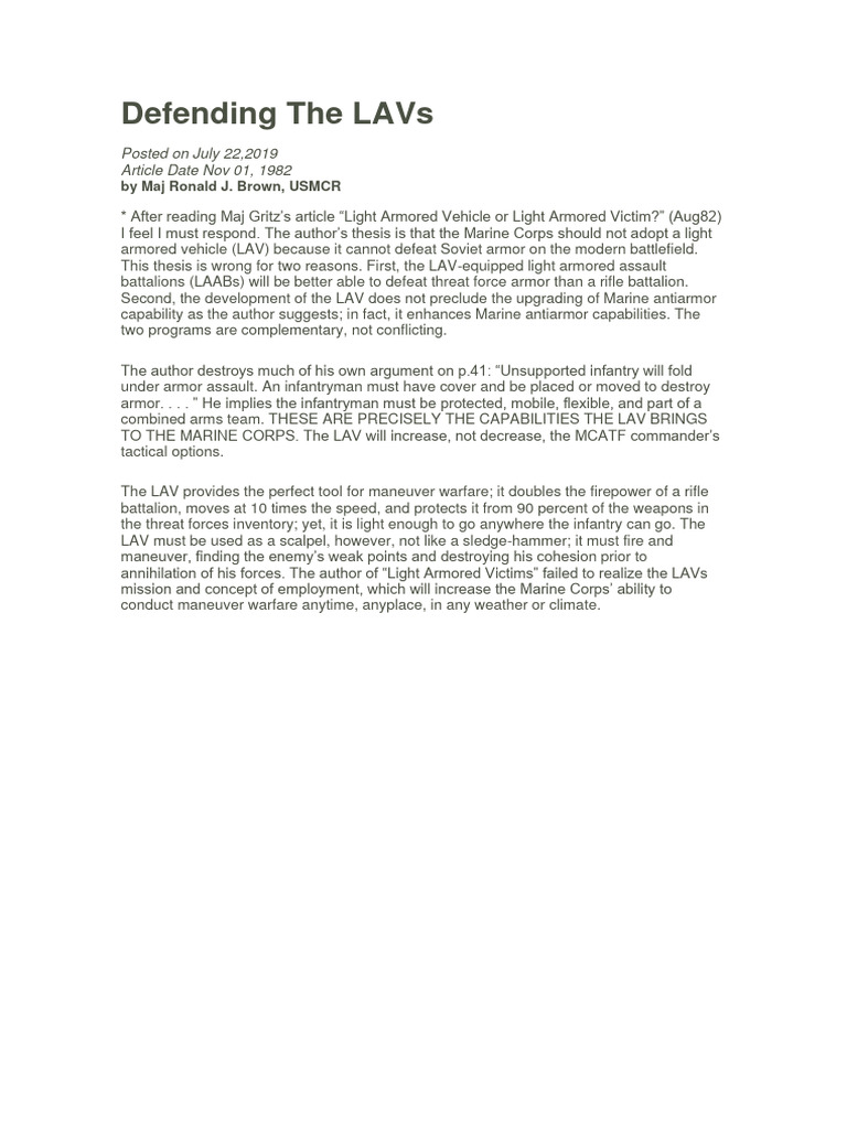Defending The LAVs | PDF
