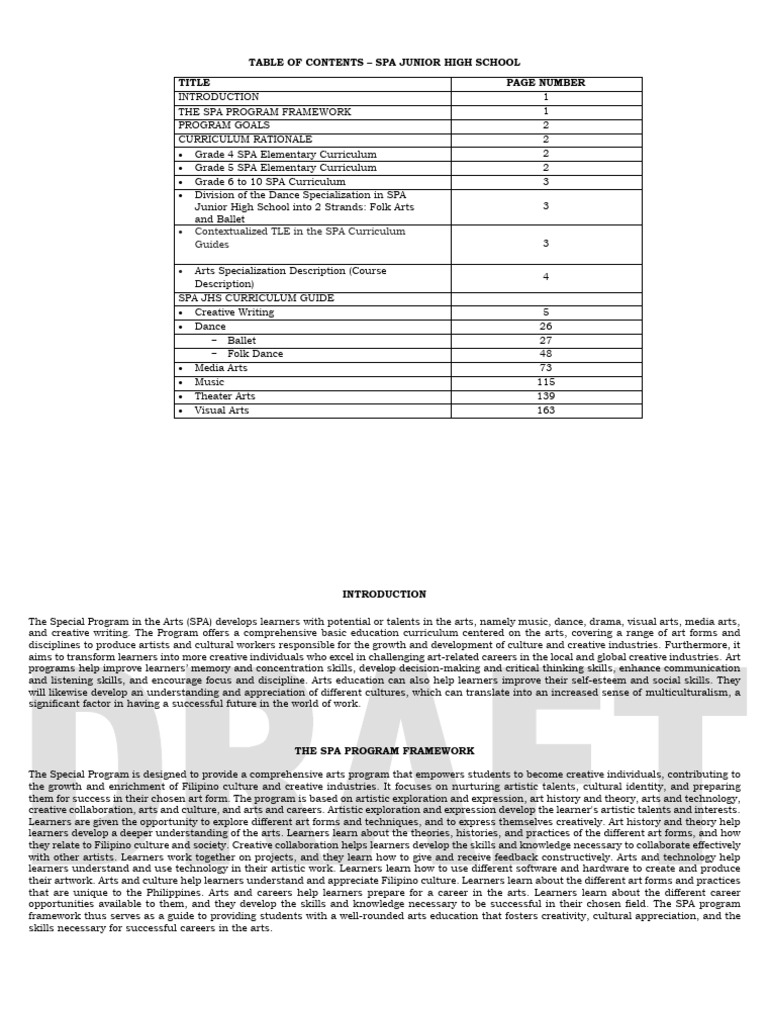 Draft Spa Jhs Cgs | PDF | Learning | Curriculum