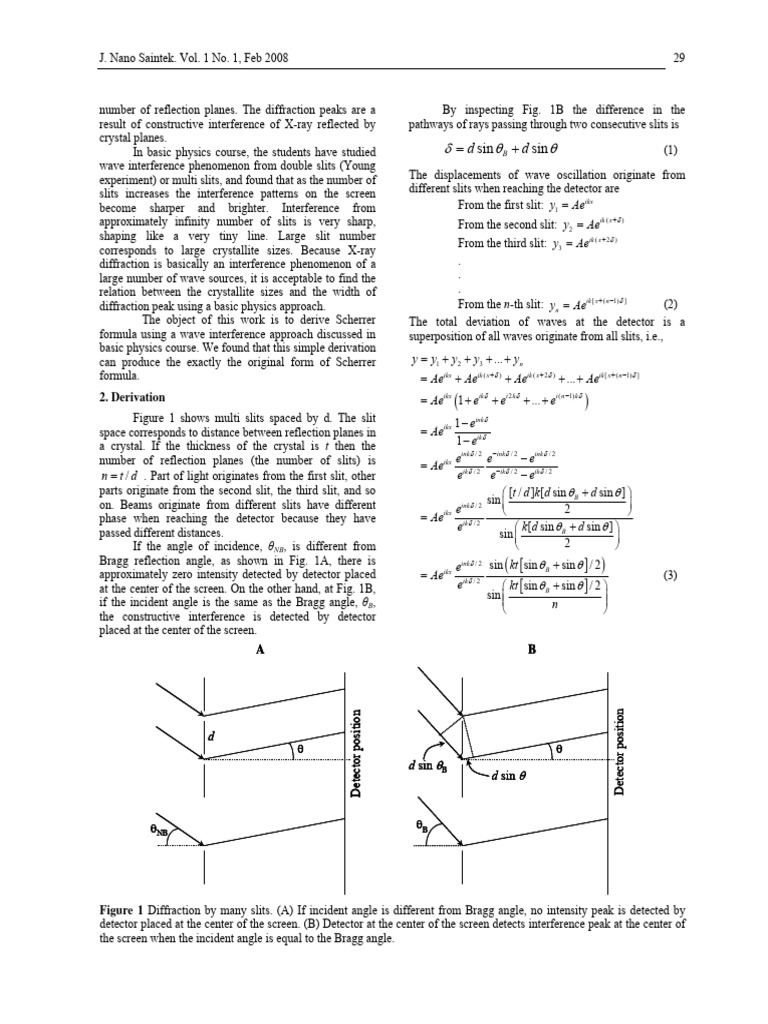 Debye Scherrer From Journal | PDF | Diffraction | X Ray Crystallography