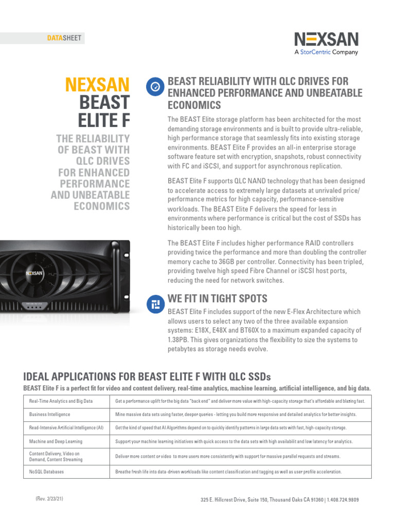BEAST Elite F Datasheet | PDF | Computer Data Storage | Big Data